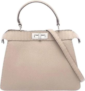 Fendi Pre-owned Sac cabas 2-en-1 en cuir Peekaboo Regular - Femme - Pre-owned - Beige - Taille: ONE Size
