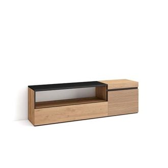 Skraut Home | TV-Schrank, Lowboard | f&uuml;r Wohnzimmer und Esszimmer | 150x45x35cm | F&uuml;r TV-Ger&auml;te bis zu 65 | Fernsehtisch | Moderner Stil | Eiche