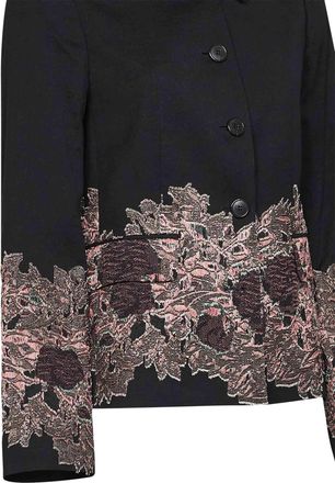 Dries Van Noten Floral Embroidered Wool Jacket - Black