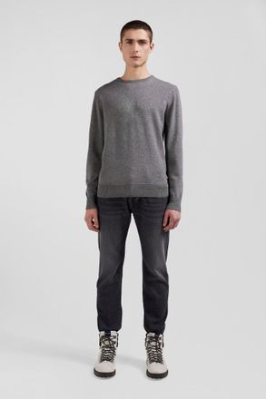 Eden Park Pull Col Rond En Laine Et Coton Gris Clair Coupe Regular