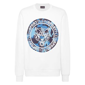 Plein Sport Homme, Sweatshirts et sweats &agrave; capuche, Blanc, Taille: 4XL SweaT-shirt LS Carbon Tiger
