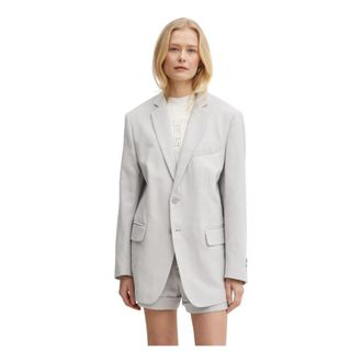 Twinset Blazer aus Baumwoll-Leinen-Twill im Schneiderstil - - Jackets - Damen - Grau - XL