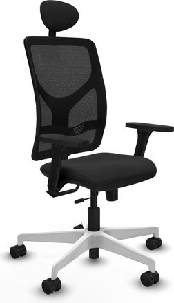 Piqueras y Crespo B&uuml;rostuhl aus schwarzem Kunstleder, mit 3D-Armlehnen, h&ouml;henverstellbarer Lendenwirbelst&uuml;tze und festem Kopfteil, ausgestattet mit Syncro/Traslack und 