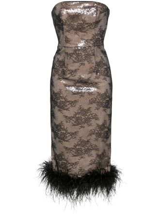 Nissa robe courte brod&eacute;e de sequins en dentelle - Noir
