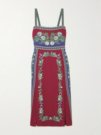 La DoubleJ Buy Me A Martini Midikleid Aus Stretch-cr&ecirc;pe Mit Blumenprint - Rot