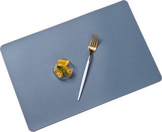 Railonch Lederoptik Tischsets, 4 St&uuml;ck/6 St&uuml;ck Platzsets, Abwaschbar rutschfest Platzdeckchen, Schmutzabweisend Platzmatte f&uuml;r K&uuml;che Restaurant, 45 x 29cm (Bla