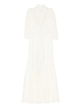 Costarellos robe longue &agrave; col montant - Blanc