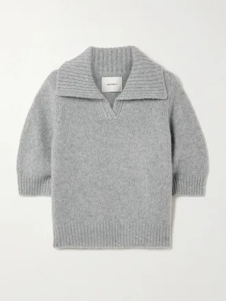 Lisa Yang Pull Façon Polo En Cachemire Et Soie Mélangés Lailai - Gris