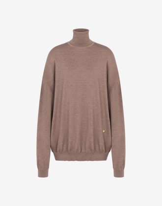 Moschino Col roulé en laine Golden M - Beige