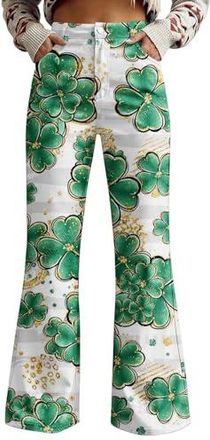 Generic HUIFUAO Pantalon de la Saint-Patrick pour femme - Pantalon tr&egrave;fle amusant - Costume irlandais de la St Paddys Day - Pantalon de tr&egrave;fle irlandais - Tai