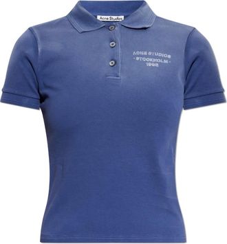 Acne Studios Femme, Tops, Bleu, Taille: 42 FR Sprayed Polo T-shirt