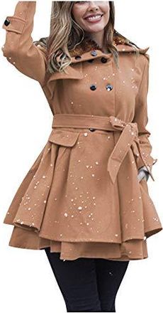 Generic Vestes pour femmes en fausse laine chaude et mince - Manteau &eacute;pais - Manteau long dhiver 2026, kaki, 3XL