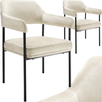 TecTake 2X Samt Stuhl, K&uuml;chenst&uuml;hle modern, 2er Set St&uuml;hle mit Armlehne f&uuml;r Esszimmer, Living Room Chairs, Esszimmer und K&uuml;che, als Schminkstuhl, K&uuml;chenstuhl 