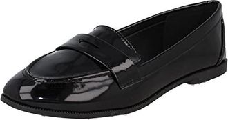 Spot On Mocassins plats pour femme F8R0561, Noir verni, 38 EU