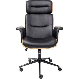 Kare Design Design B&uuml;rostuhl, Schwarz, Kippfunktion, Teppichrollen, 360 Grad drehbar, Rollbar, Drehstuhl, Elegant, Kunstleder, Stahl, B&uuml;ro, 119x73x76 cm (H/B/T)