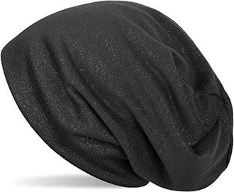 styleBREAKER Bonnet Femme avec Paillettes Compl&egrave;tes en Couleur Unie, Bonnet Scintillant L&eacute;ger en Tissu Uni 04024117, Couleur:Anthracite
