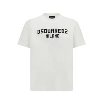 Dsquared2 White Cotton T-Shirt - - Tops - Herren - Wei&szlig; - XL