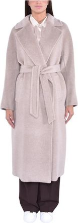 Max Mara Langer Wollmantel mit G&uuml;rtel - - Coats - Damen - Beige - XS