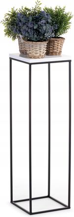 HowHomely Pflanzenständer Metall 80 cm Hoch - Stabiler und Fester Blumenhocker im Loft Stil - Blumenständer mit Weiß MDF-Platte für die Innendekoration