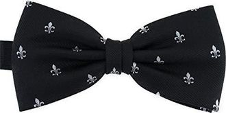 TigerTie Noeud papillon pr&eacute;-nou&eacute; avec lys et bo&icirc;te de rangement, noir/argent&eacute;, Taille Unique