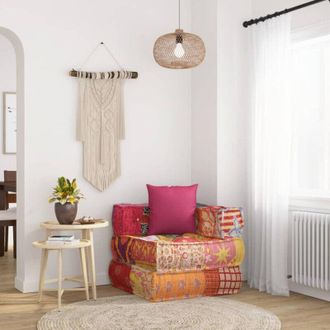 vidaXL Pouf modulaire avec oreiller Patchwork Tissu Vidaxl