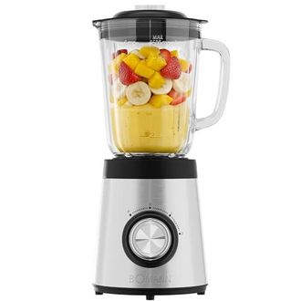 Bomann Standmixer 700W | Mixer | BPA frei | massives Glas | 4-fach Edelstahl-Messer | 1,5L Smoothie Maker | Ice-Crush Funktion | 3 Stufen | Turbo-Funktion | 