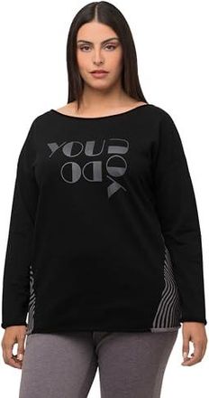 Ulla Popken Femme Grandes Tailles Pull en Molleton Oversize &agrave; col Rond et Manches Longues Noir 46+ 821563100-46+