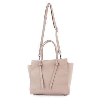 modamoda.de T219 Damen Leder Henkeltasche Handtasche Schultertasche handmade in Italy, Farbe:Rosabeige