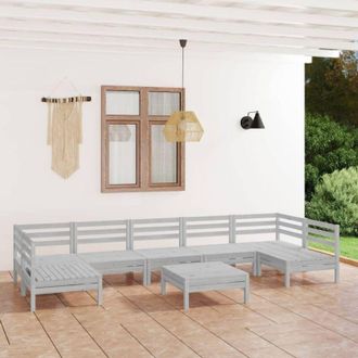vidaXL 8-tlg. Garten-Lounge-Set Wei&szlig; Massivholz Kiefer Vidaxl