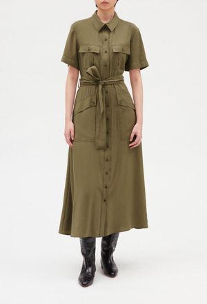 Claudie Pierlot Flie&szlig;endes kurz&auml;rmeliges Midikleid