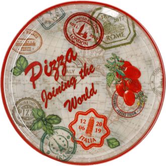 MamboCat Pizzateller Rom rot &Oslash; 31,5 cm I Servier Platte mit Motiven I Vorspeisenplatte zum Anrichten f&uuml;r Antipasti oder Tomate-Mozzarella I bunter Motiv Teller