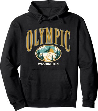 Trendy Apparel Olympic Washington Eagle Soaring Above Forest Pullover Hoodie