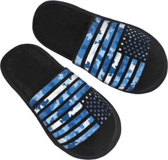 Generic Motif Camouflage Bleu Marine Du Drapeau Américain Pantoufles Moelleuses Automne Pantoufle Respirantes Chaussons Pour Extérieur Chambre Homme L