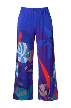 Ulla Popken Schlupfhose Slinky-Piqu&eacute;-Hose Bl&uuml;ten weites Bein Elastikbund