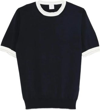 Eleventy Homme, Pulls, Bleu, Taille: 2XL Maglia Girocollo Mezza Manica
