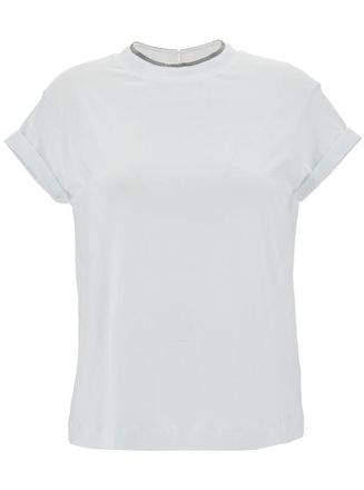 Brunello Cucinelli Monile-Embellished Cotton T-Shirt - White
