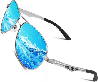 CGID Sonnenbrille Herren Pilotenbrille Polarisiert Ultraleichte AL-MG Metallrahmen Klassische Fliegerbrille UV400 Schutz CAT3 CE Fahren Angeln Laufen Outdo