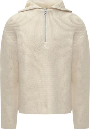 Courr&egrave;ges Homme, Pulls, Beige, Taille: L Balaclava Wool Sweater