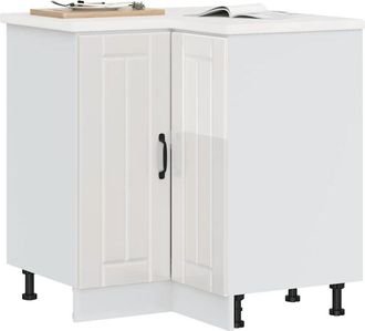 vidaXL Küchen-Eckunterschrank Lucca Hochglanz-Weiß Holzwerkstoff - Vidaxl