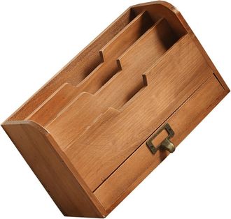 BESTONZON Holz Aufbewahrungsregal mit Mehrkammerstruktur Schreibtischst&auml;nder f&uuml;r Dokumente und Kleinigkeiten Dekorativer B&uuml;cherhalter f&uuml;r B&uuml;ro und Studentenwohn