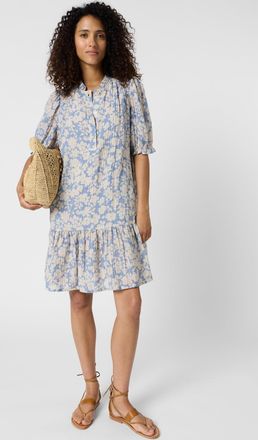 Gerard Darel Robe courte &agrave; fleurs et volants - ROMIE - Bleu ciel