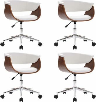 vidaXL Esszimmerstühle 4 Stk. Drehbar Weiß Kunstleder vidaXL