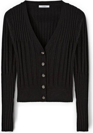 Motivi Femme, Pulls, Noir, Taille: 36 FR Cardigan en maille c&ocirc;tel&eacute;e fine