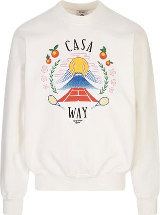 Casablanca Homme, Sweatshirts et sweats à capuche, Blanc, Taille: M Casa Way Mountain Embroidered SweaT-shirt