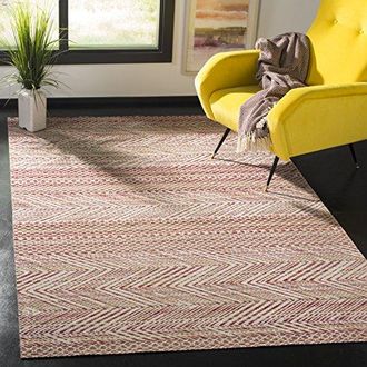 Safavieh Boho Teppich für Wohnzimmer, Esszimmer, Schlafzimmer - Montage Collection, Kurzer Flor, Pink und Multi, 155 X 229 cm