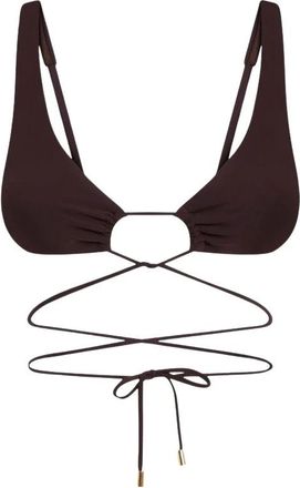 Moschino Femme, Maillots de bain, Brun, Taille: 44 FR Triangle Bikini Top en Lycra