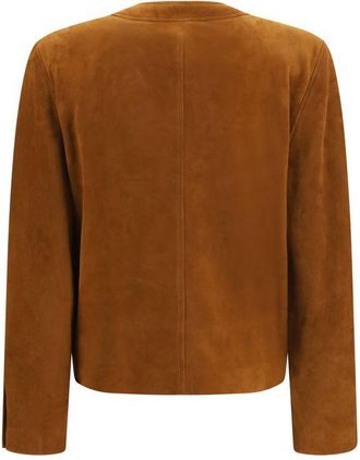 Saint Laurent Womens Brown Lamb Ovis Aries Full-Length Jacket Clothing