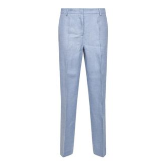 Max Mara Femme, Pantalons, Bleu, Taille: 40 FR Malizia Linen Pantalons