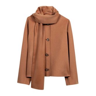 Luisa Cerano Femme, Vestes, Brun, Taille: 44 FR Veste Doubleface avec &Eacute;charpe