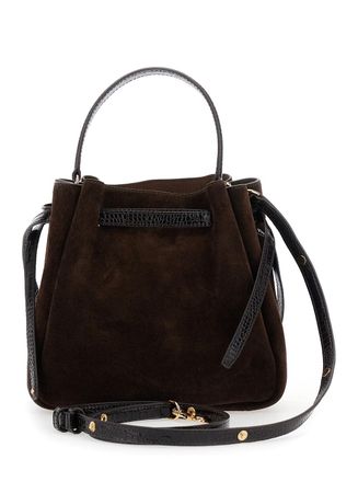 Tory Burch Womens Handbag Romy Bucket Brown Leather Calf Handbags Hand Bags